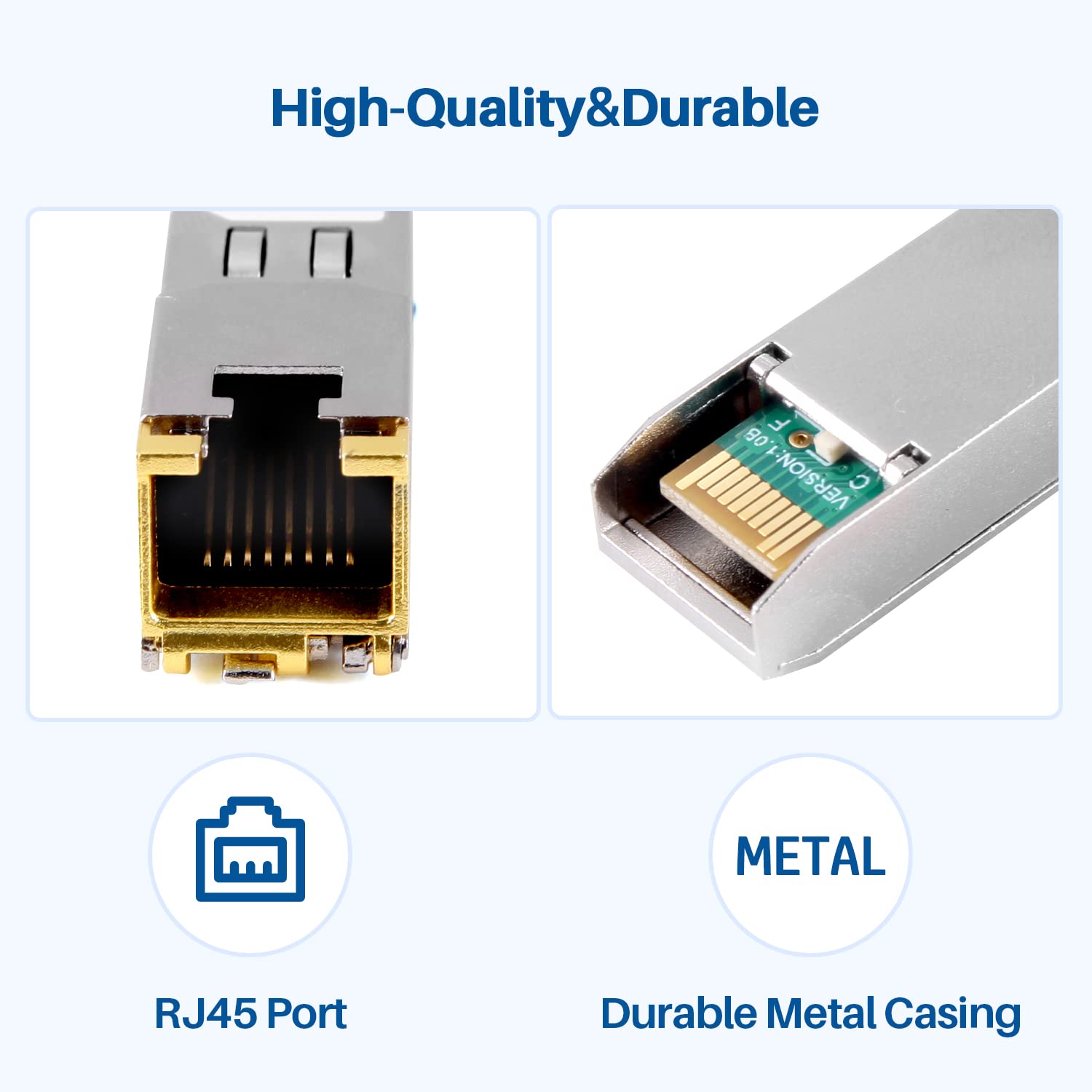 10/100/1000Base-T RJ45 SFP Module,1.25G RJ45 Copper SFP Transceiver Fiber to Ethernet Converter,up to 100m Distance,Hot Pluggable,Wide Compatibility