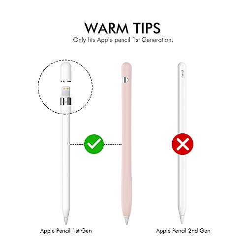 AhaStyle Anti-Slip Case Sleeve Silicone Protective Skin [ Added Cable Adapter Tether Kit] Compatible with Apple Pencil 1st Generation