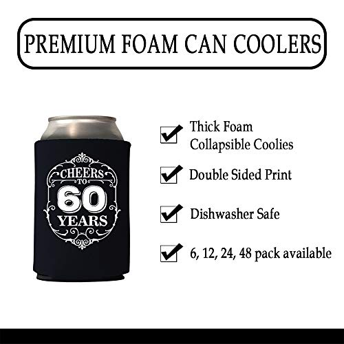 Veracco Cheers To 60 Years 60th Birthday Gift Sixty and Fabulous Party Favors Decorations Can Coolie Holder (Black, 6)