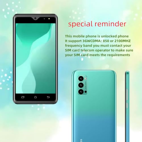 1G RAM 4G ROM,X11 aderroo Android Smartphone, 5.0-inch Screen,Front and Rear Cameras,Only Supports Dual SIM Card Frequency Band of 3GWCDMA:850/2100MHZ,Unlocked Cell Phone(Blue-Green)