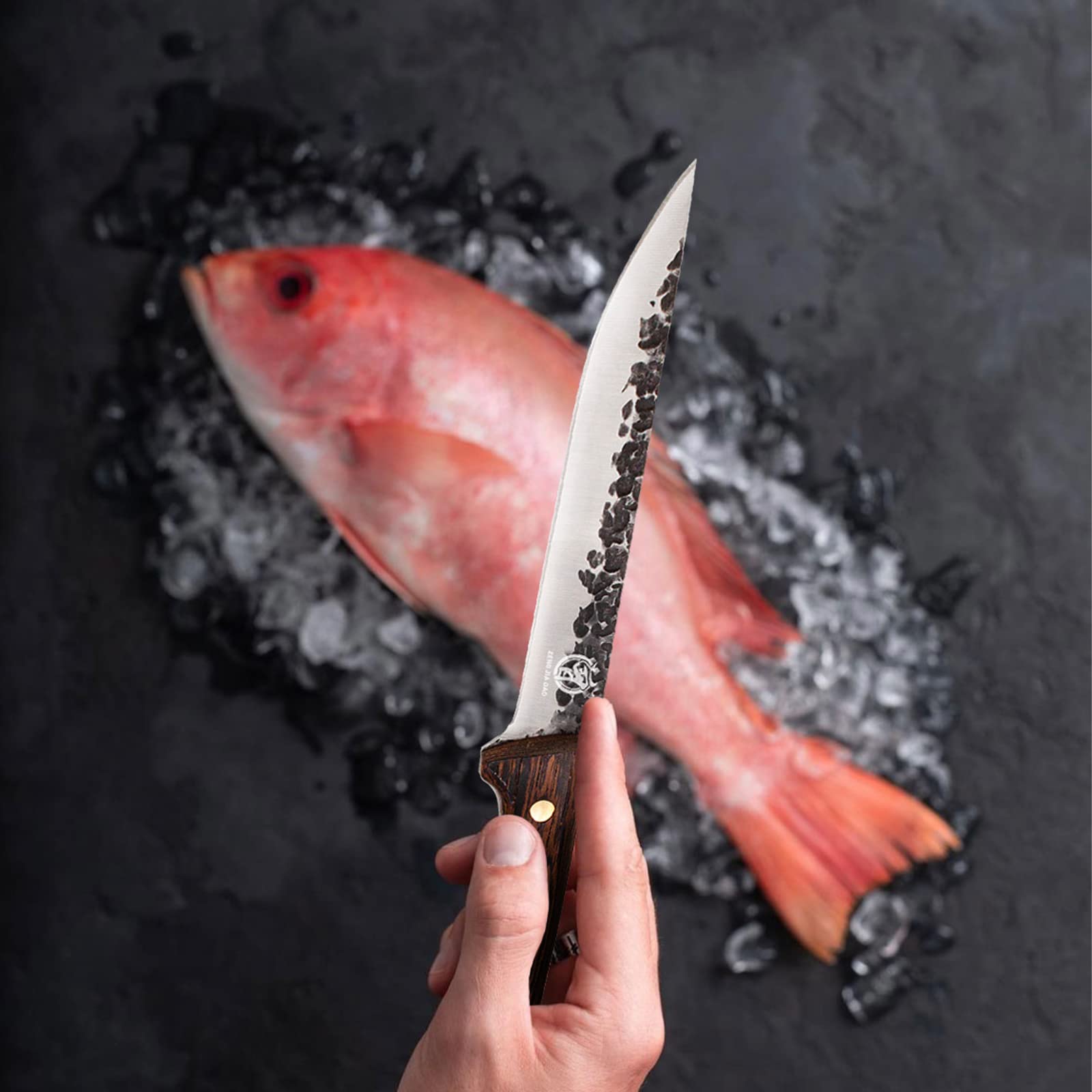 ZENG JIA DAO Full Tang Boning Knife Fillet Knife with Sheath, for deboning, meat cutting and slicing,6 inch Razor Sharp Meat Cleaver Butcher Knife