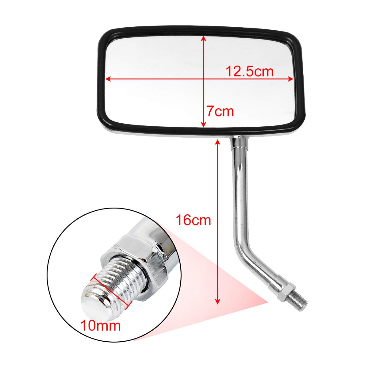 10 mm Bolt Chrome Motorcycle Universal Handlebar Rear view Side Mirrors for Harley Kawasaki Suzuki Aprilia Street Bike Cruiser Scooter Mirror SIZE:125mm X 70mm