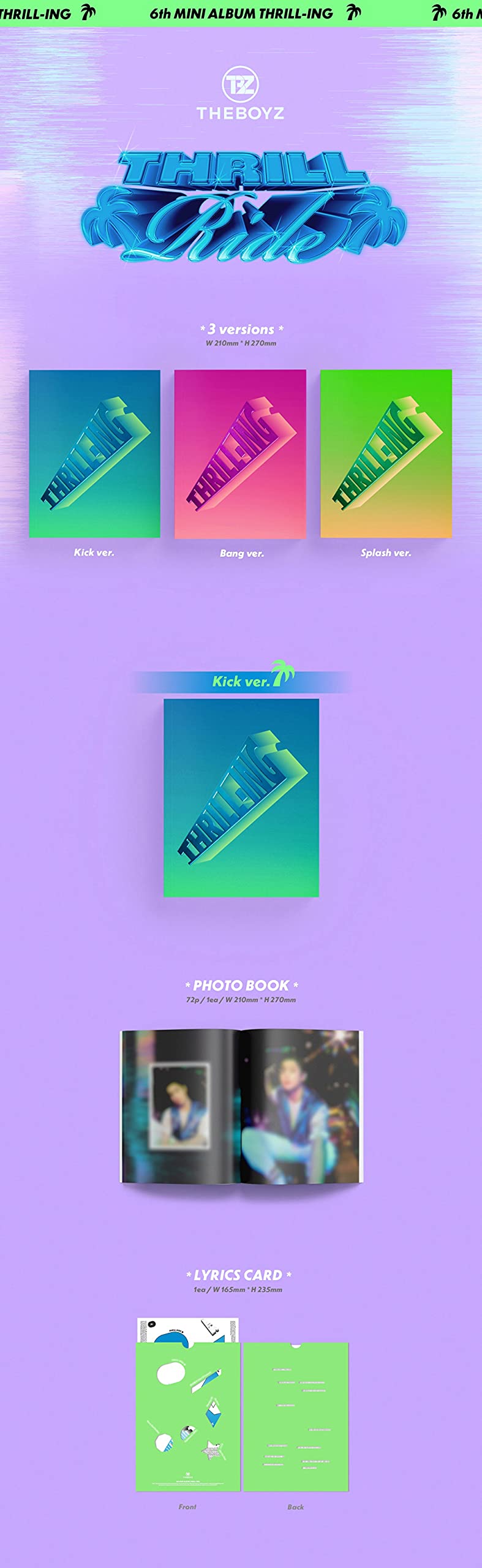Cre.ker Entertainment THE BOYZ - THRILL-ING (6th Mini Album) Album+Extra Photocards Set (KICK ver.), 122513