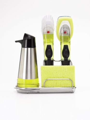 OXO Good Grips Stainless Steel Easy Press Dispenser & Good Grips Stainless Steel Sink Caddy