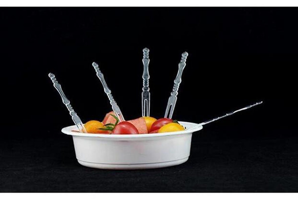 1Pack(300pcs) Disposable Plastic Fruit Forks, Forks Bistro Cocktail Forks Tasting Appetizer Forks Set Mini Cake Forks (Fruit-Fork) (plastic)