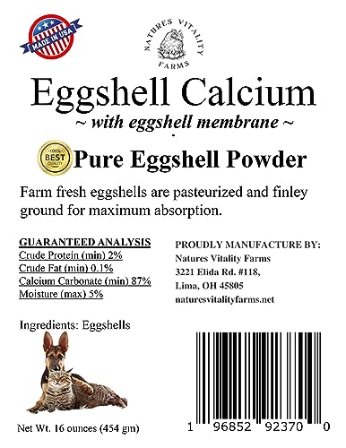 12 oz Pure U.S.A. Eggshell Powder for Dogs/Cats, Calcium Supplement with Membrane, Finely Ground Egg Shells