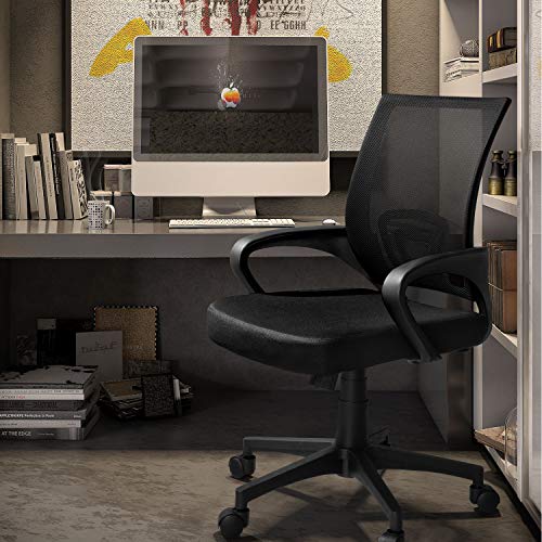 Furmax Office Chair Ergonomic Desk Chair Mesh Computer Chair, Mid Back Swivel Task Chair Executive Chair with Lumbar Support and Armrests (Black)