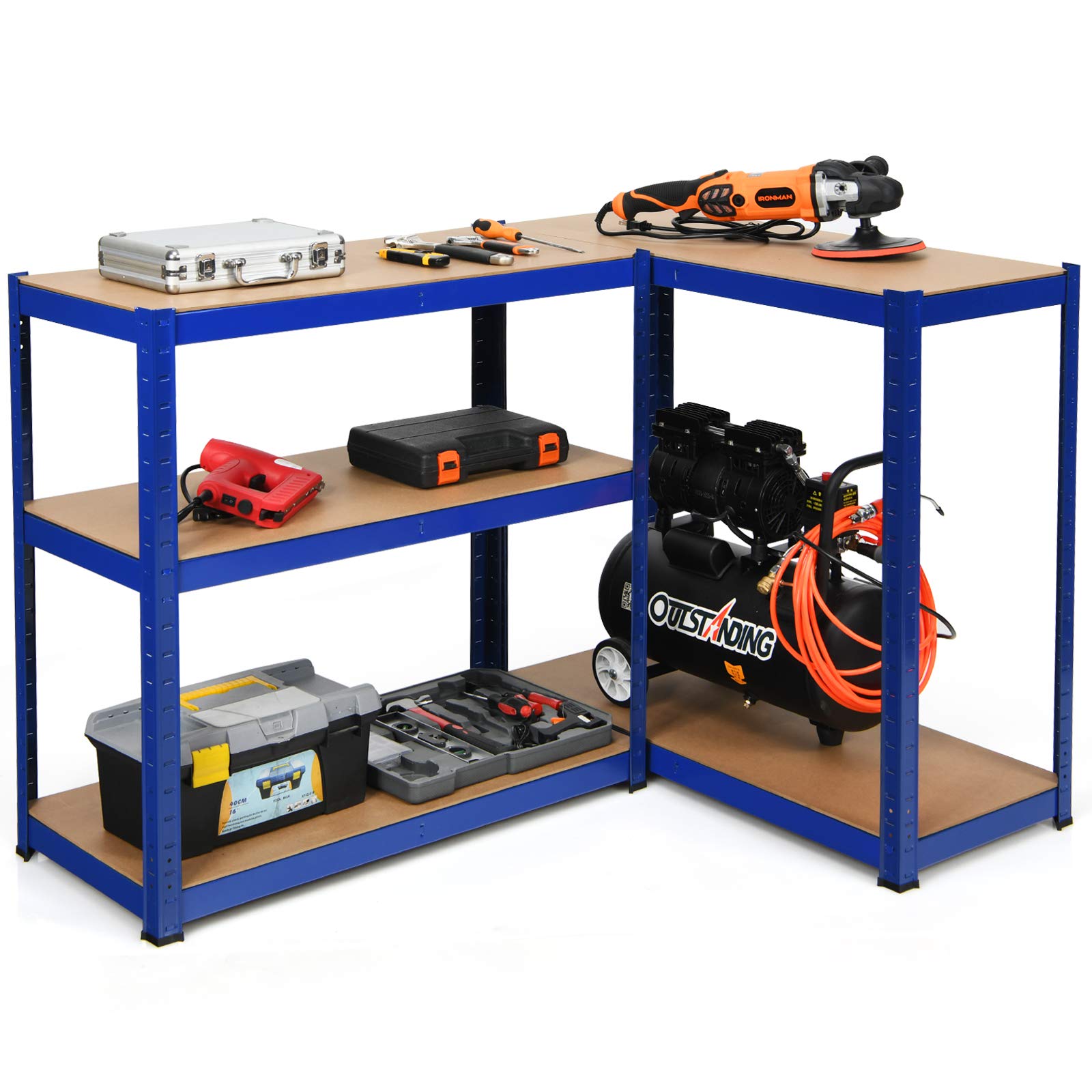 Giantex Storage Rack Shelving Unit Storage Shelf Steel Garage Utility Rack 5-Shelf Adjustable Shelves Heavy Duty Display Stand for Books, Kitchenware, Tools Bolt-Free Assembly 36"x 16"x 72”, Blue