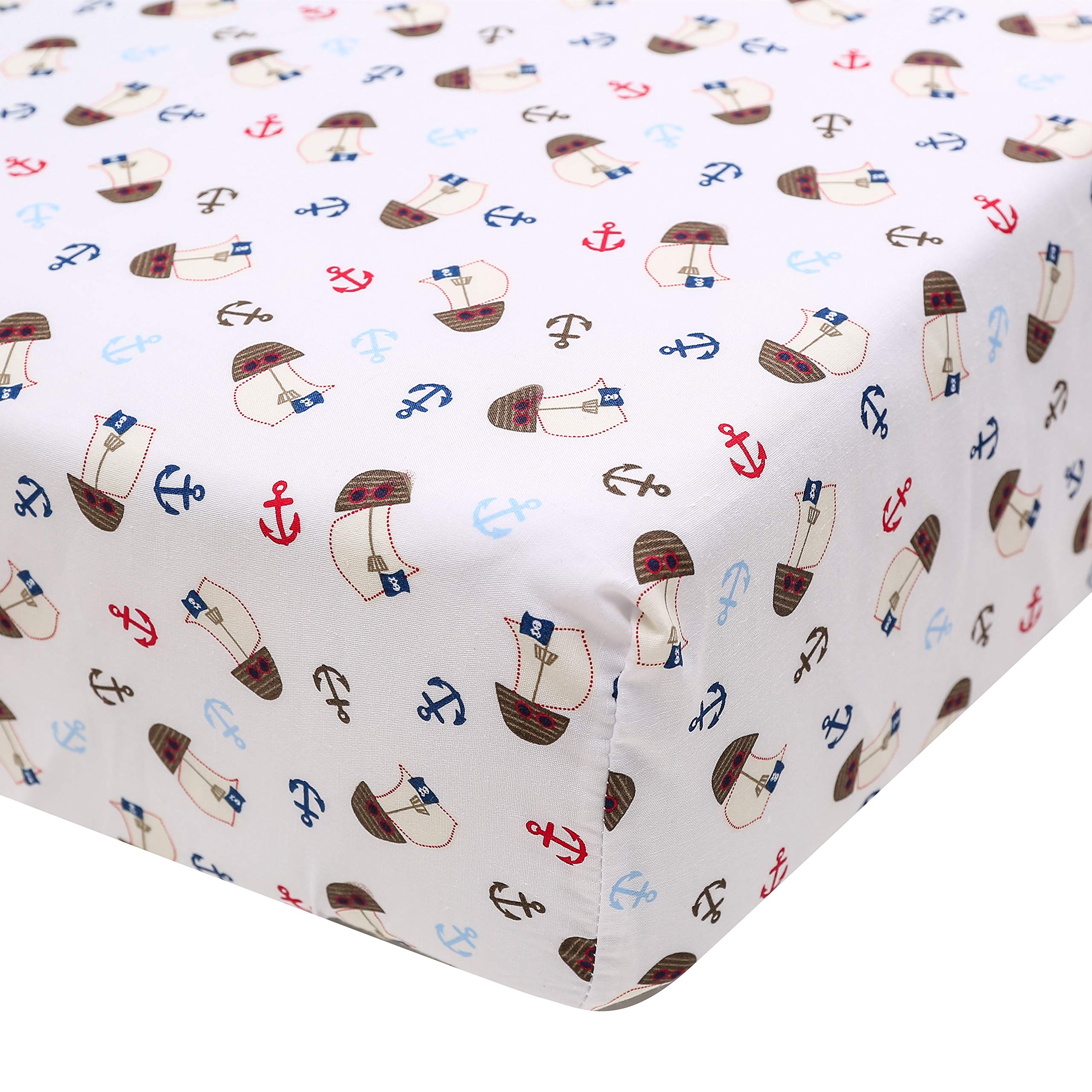 Brandream Baby Crib Bedding Sets for Boys | 4-Piece Blue Nursery Set Nautical Anchor Palm Dog Pirate Theme