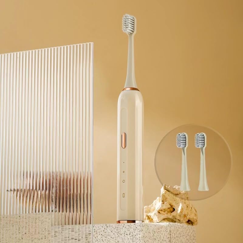 GIAVGIAV Soft Electric Toothbrush for Braces, Sonic Tooth Brush with Timer, Powered Toothbrush for Adults, 5 Dupont Brush Heads, 5 Modes & 40,000 VPM Motor for 75 Days, Green