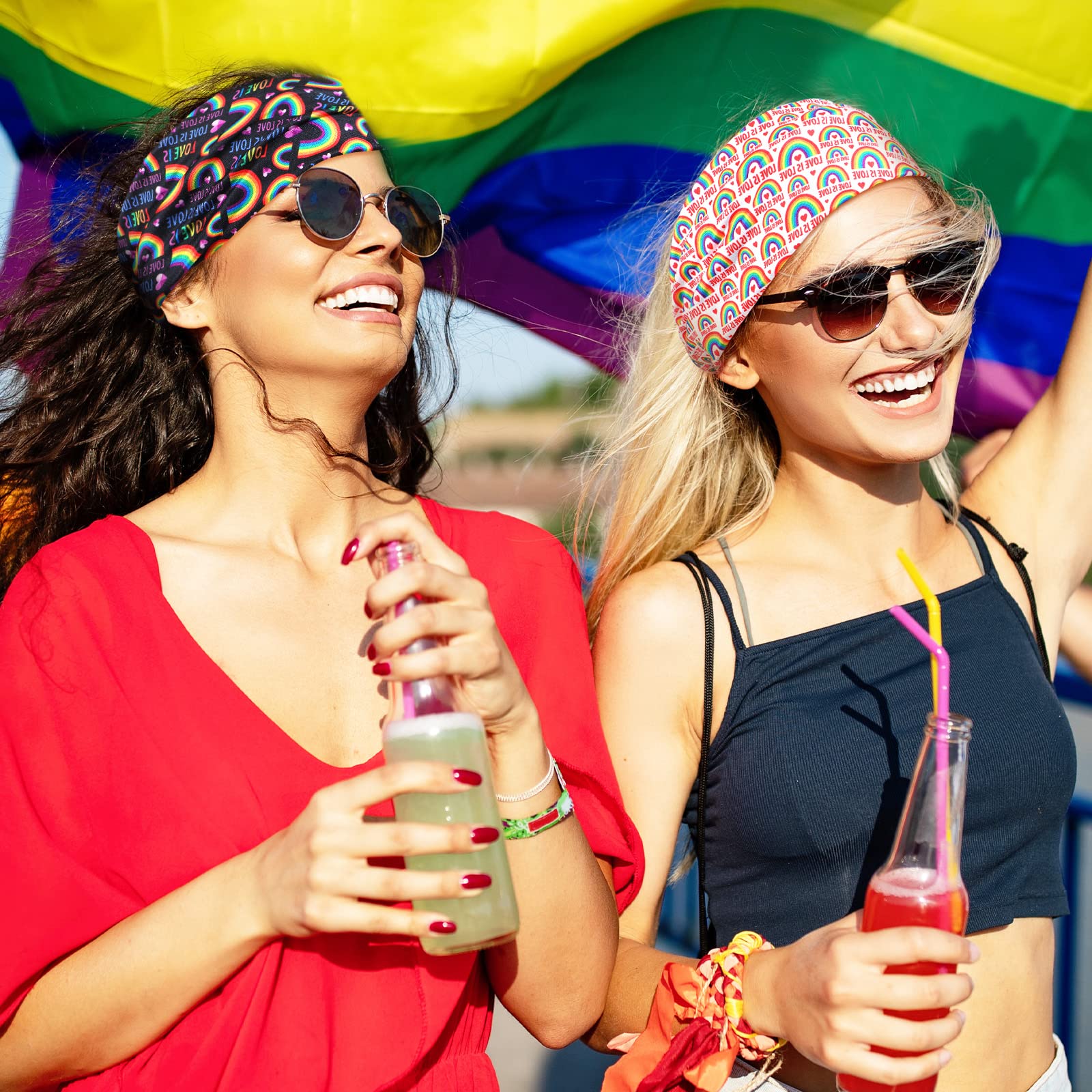 12 Pieces Rainbow Pride Headbands - Elastic Non-Slip Hair Accessories for Girls, Women, and Men (Colorful Pattern)