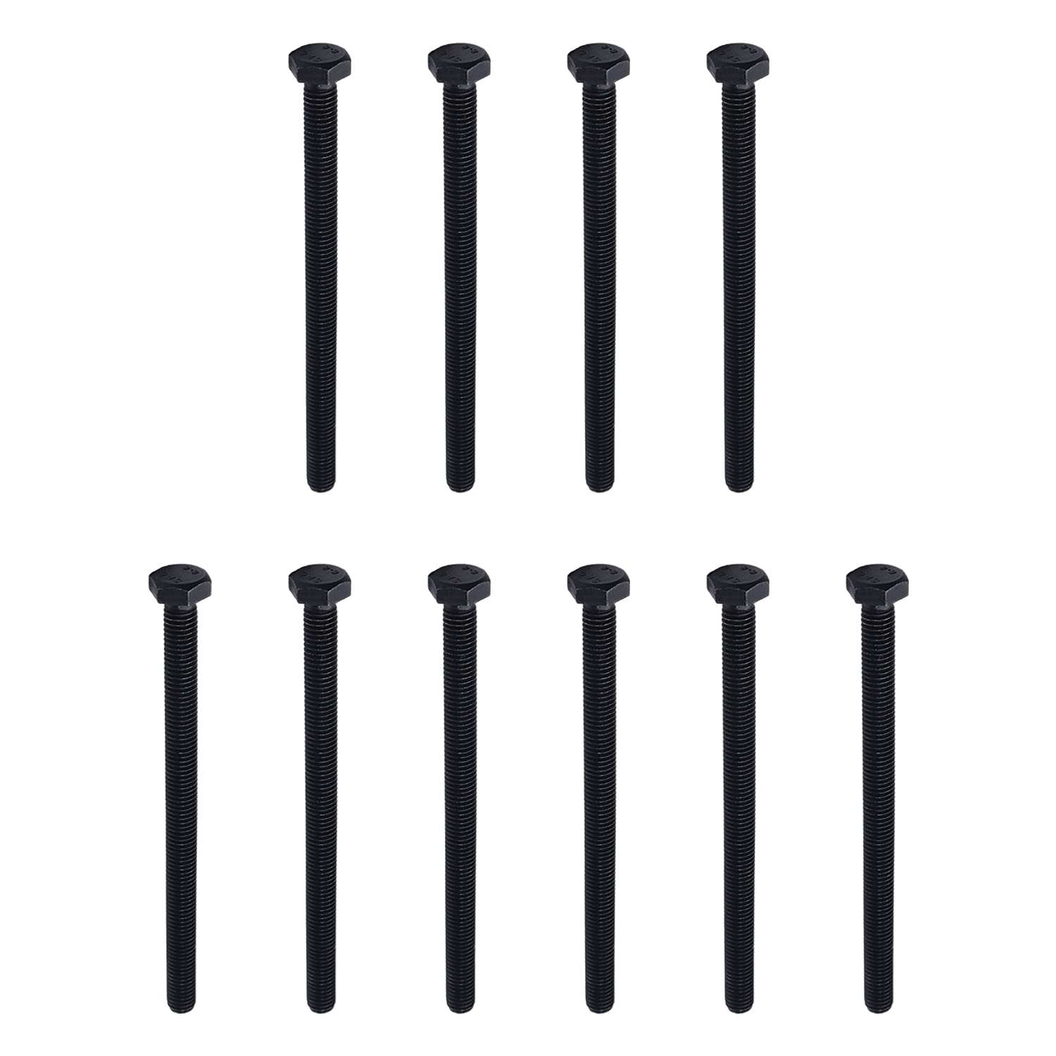Aicosineg M8 x 120mm Carbon Steel Grade 8.8 External Hex Head Screw Bolts Metric Thread Hexagon Bolts Fastener for Hardware Furniture Machinery Black 10pcs