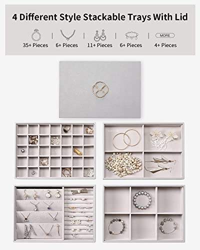 Vlando NEW Miller Jewelry Trays Stackable Showcase Display Drawer Organizer Storage- Multi-Purpose,Multiple Combinations, Large Capacity Multi-Layer Design and Fashion(Grey)
