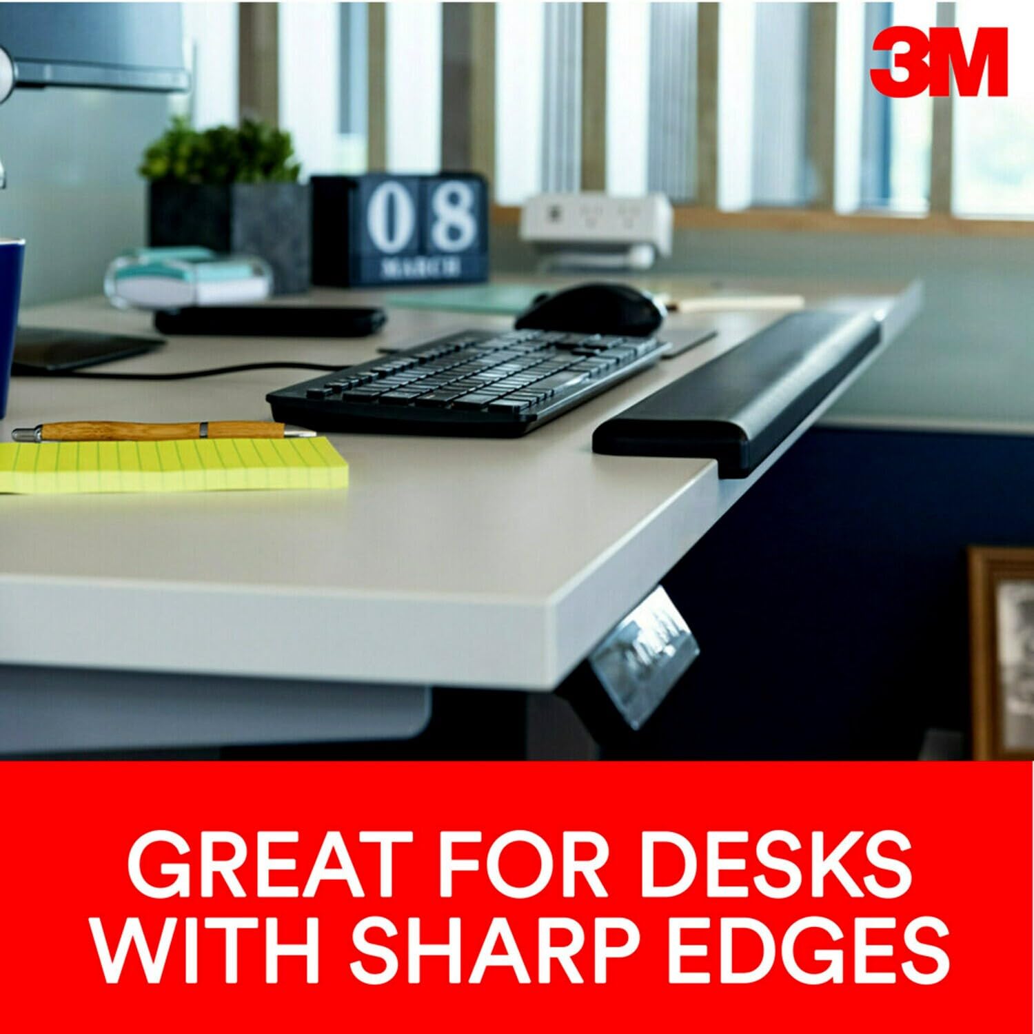 3M Gel Wrist Rest for Standing Desks, Accommodate Different Working Positions, Black (WR200B) 30.13 x 1 x 3.25 inches