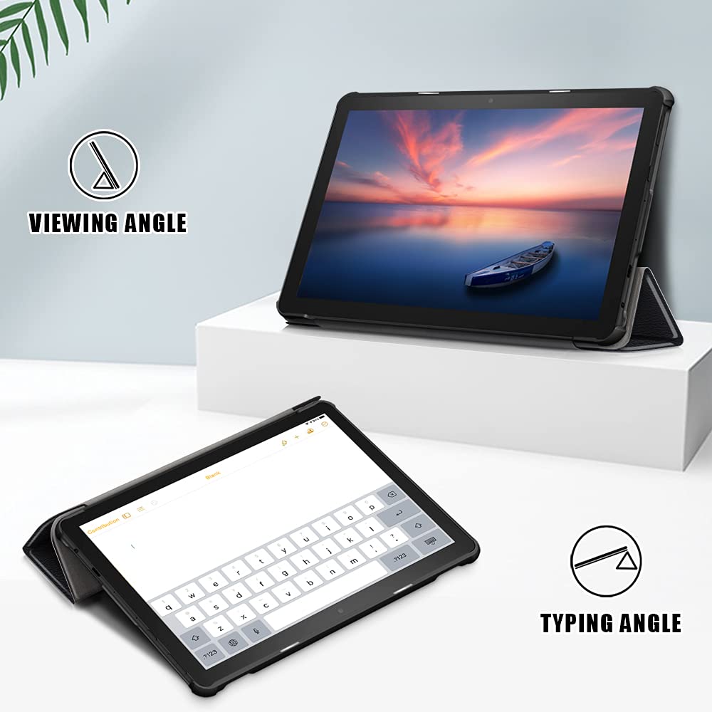 EpicGadget Case for Amazon Fire HD 10 / Fire HD 10 Plus (11th Generation, 2021 Released) - Lightweight Tri-fold Stand Auto Wake/Sleep Folio Cover Case + 1 Screen Protector and 1 Stylus (Black)