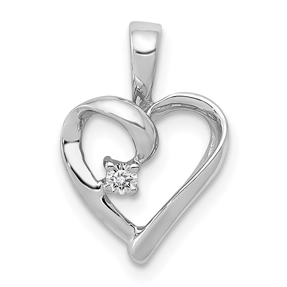14k White Gold AA .02ct. Diamond Heart Pendant GLD-AZ-PM4820-002-WA