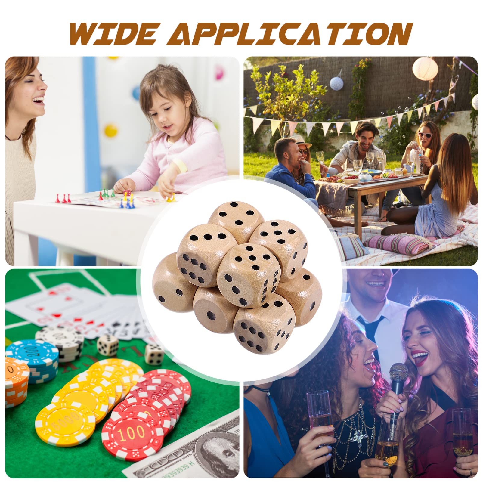 10 Pcs Wooden DIce Set, 6 Sided Game Dice Set, 16mm Mini Dices with Numbers 1-6, Table Dice Game Props for Children Adults