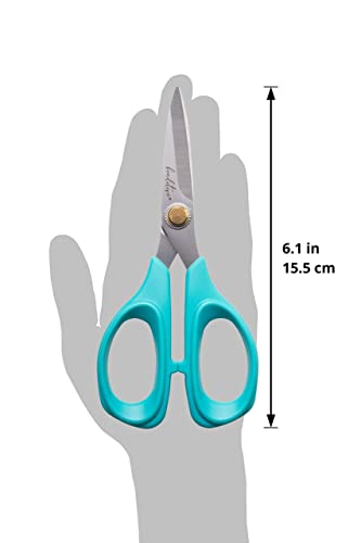 Beaditive Sewing Scissors - 6-Inch Stainless Steel Fabric Scissors - Professional Scissors with Serrated Blade for Easy Cloth Cutting & Quilting - Comfortable Craft Tailor & Dressmaker Shears – Teal