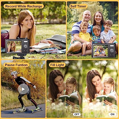 4K Compact Digital Camera for Photography and Video 4K 48MP Vlogging Camera for YouTube with 3โ FHD Screen 18X Digital Zoom Point and Shoot Camera Mini Travel Camera with 32GB SD Card, 2 Batteries