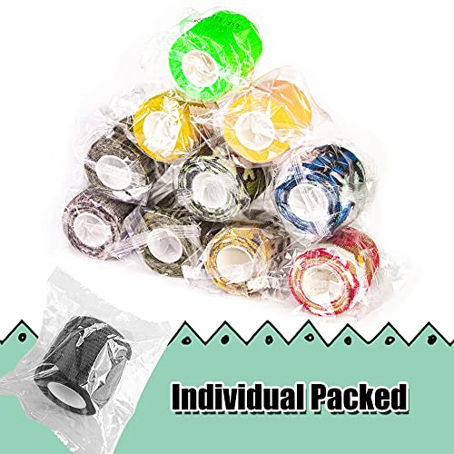 24Pack Self Adhesive Tape, Wrap Flex Bandages Leg Wrap Adherent Non-Woven for Dog Cat Horse Pet Animals Ankle Sprains & Swelling, 2 Inch 5 Yards (Camouflage Patterns)