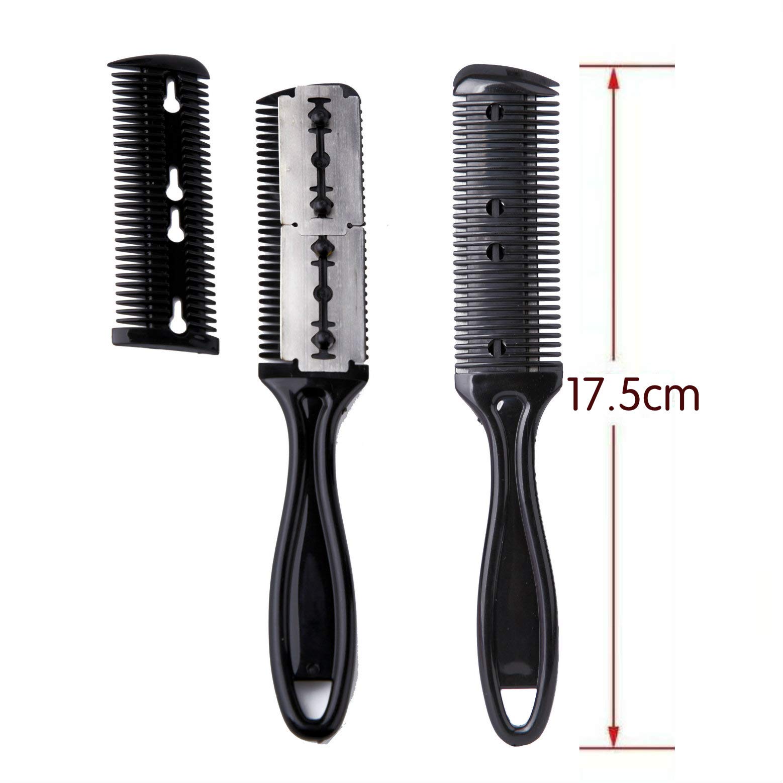 5Pcs Professional Trimmer Razor Dual Side Scissors for Hair Thinning, Slim Haircuts & Barber Grooming - Comb, Brush, Double Edge Blade in 5 Colors