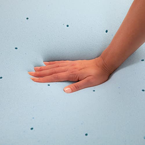 Flash Furniture Capri Comfortable Sleep 2 inch Cool Gel Memory Foam Mattress Topper, Twin, Blue