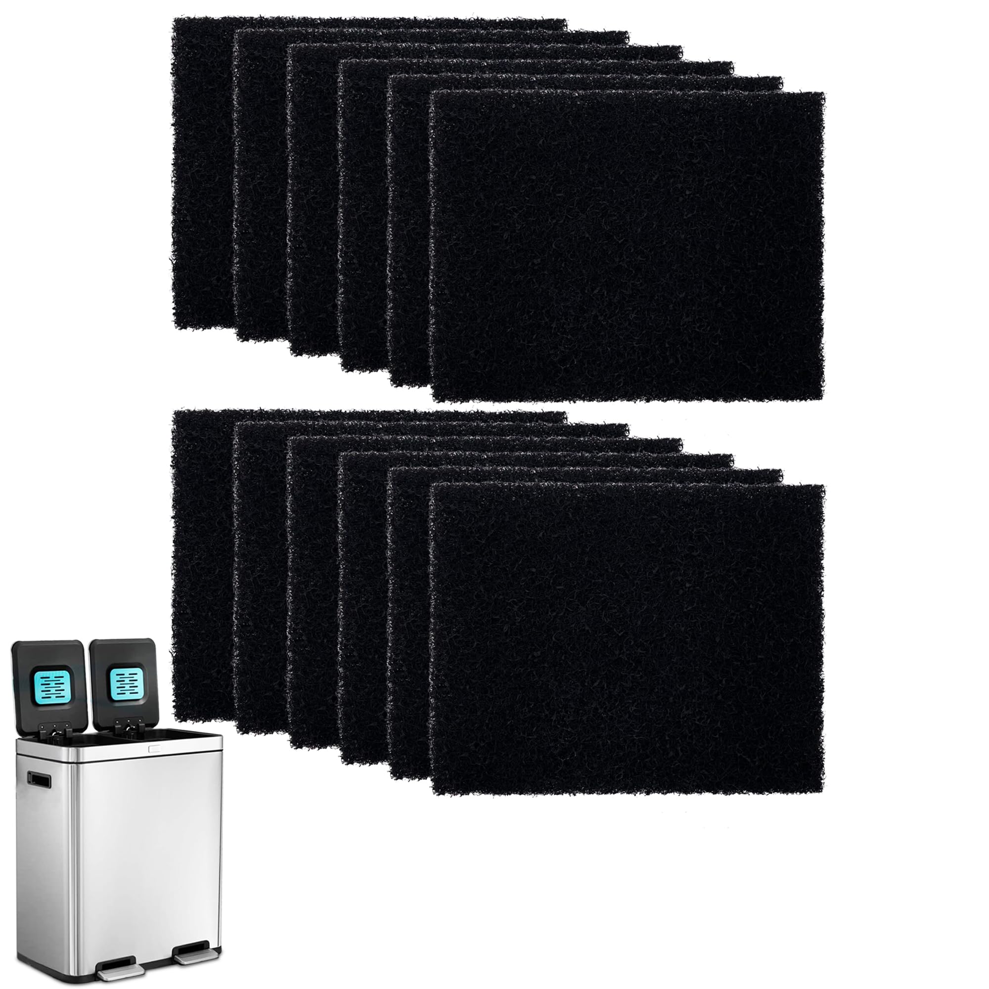 12 Pack Replacement Odor Absorbing Filter Refills for Home Zone Living Kitchen Trash Can, Activated Charcoal Deodorizer Compatible with Home Zone Living CleanAura Odor Control Compartments