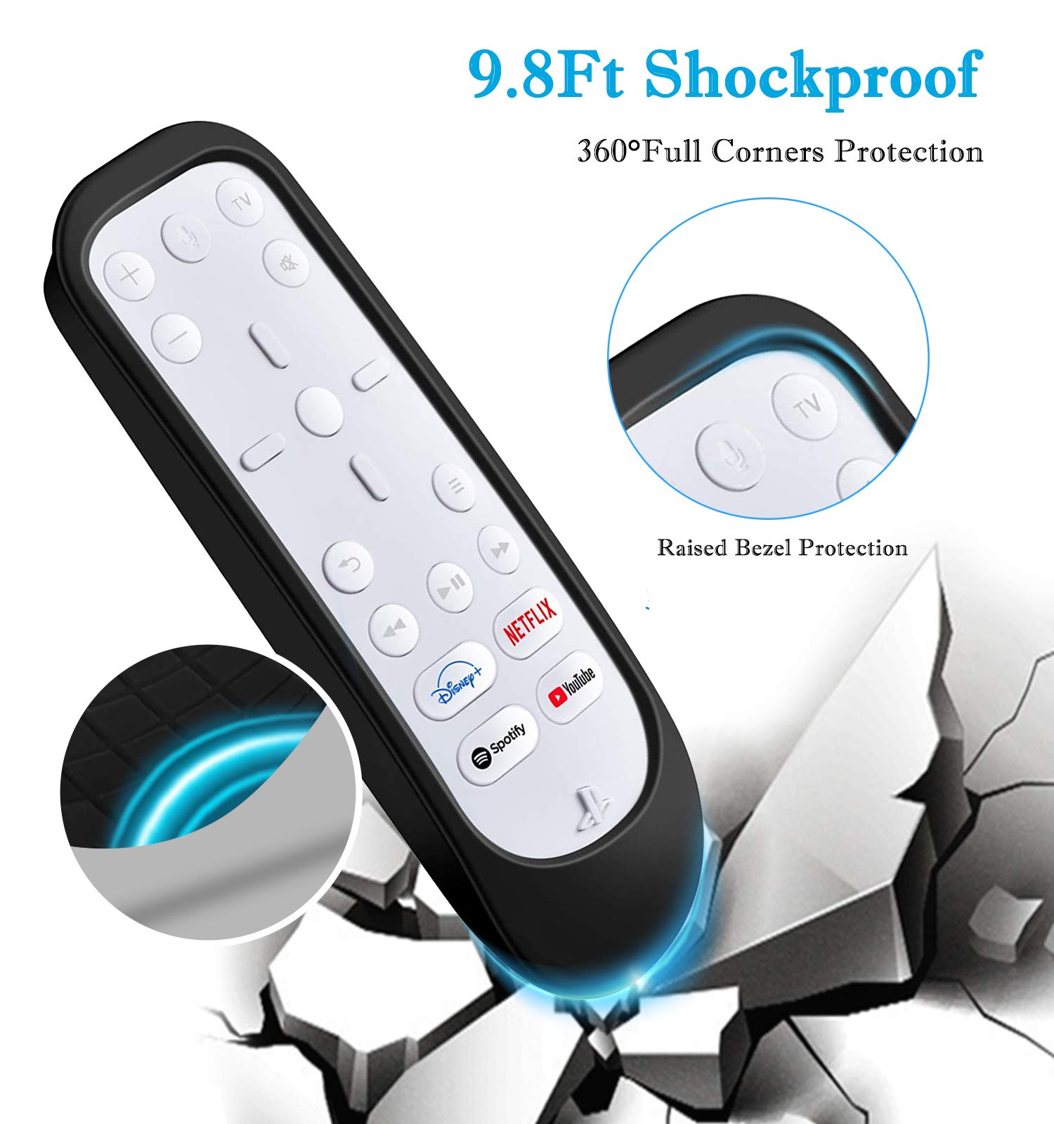 2 Pack PS5 Media Remote Cover, Protective Skin for Sony PlayStation Media Remote with Hand Strap, Shockproof, Anti-Slip, Washable, Skin-Friendly - ZEYA (Black/White)