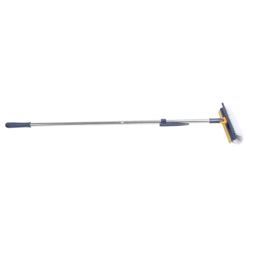 2 in 1 Long Handle Tile & Grout Scrubber Brush - Stiff, 180° Rotating Head - Bathroom & Kitchen Cleaning Tool (Dark Blue)