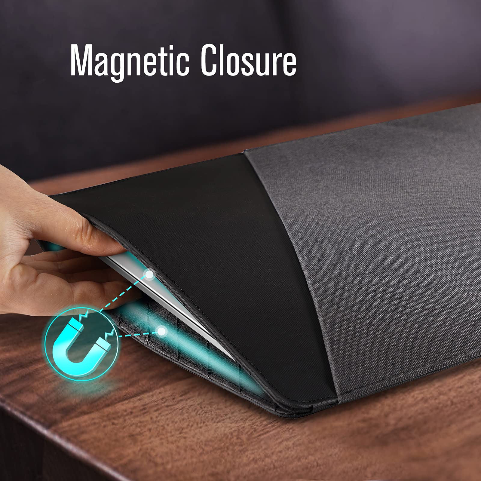 FINPAC 13 Inch Laptop Sleeve Case, Slim Handbag with Magnetic Closure for 12.9" iPad Pro 2018-2022, MacBook Air 13 2018-2022, MacBook Pro 13 2016-2022, Surface Laptop Go, Surface Pro 9/X/8/7/6, Black