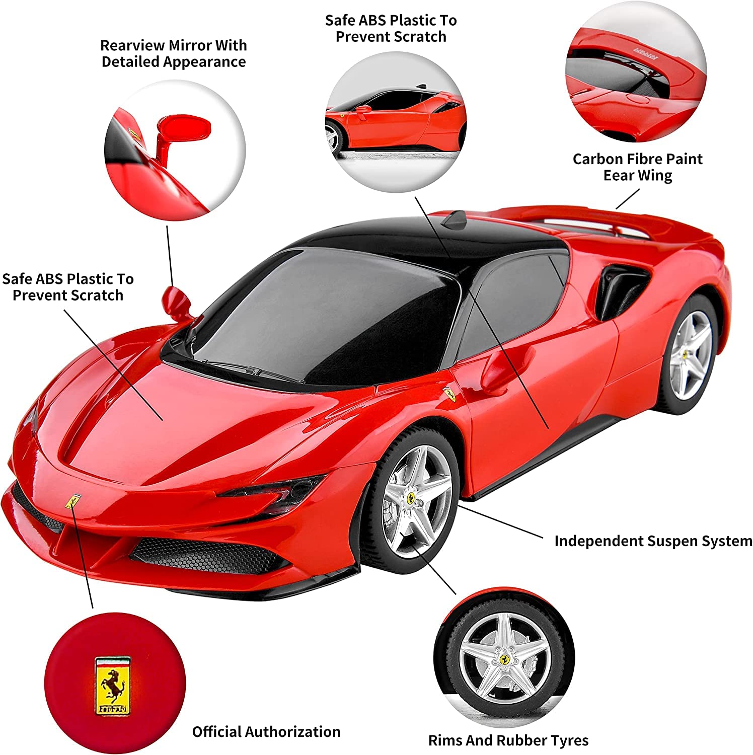 100 CLASSIC Officially Licensed RC Car Ferrari LaFerrari SF90 STRADALE Remote Control RC Car Series 1:24 Scale Full Function Electric Sport Racing Hobby Toy Car 97600RD