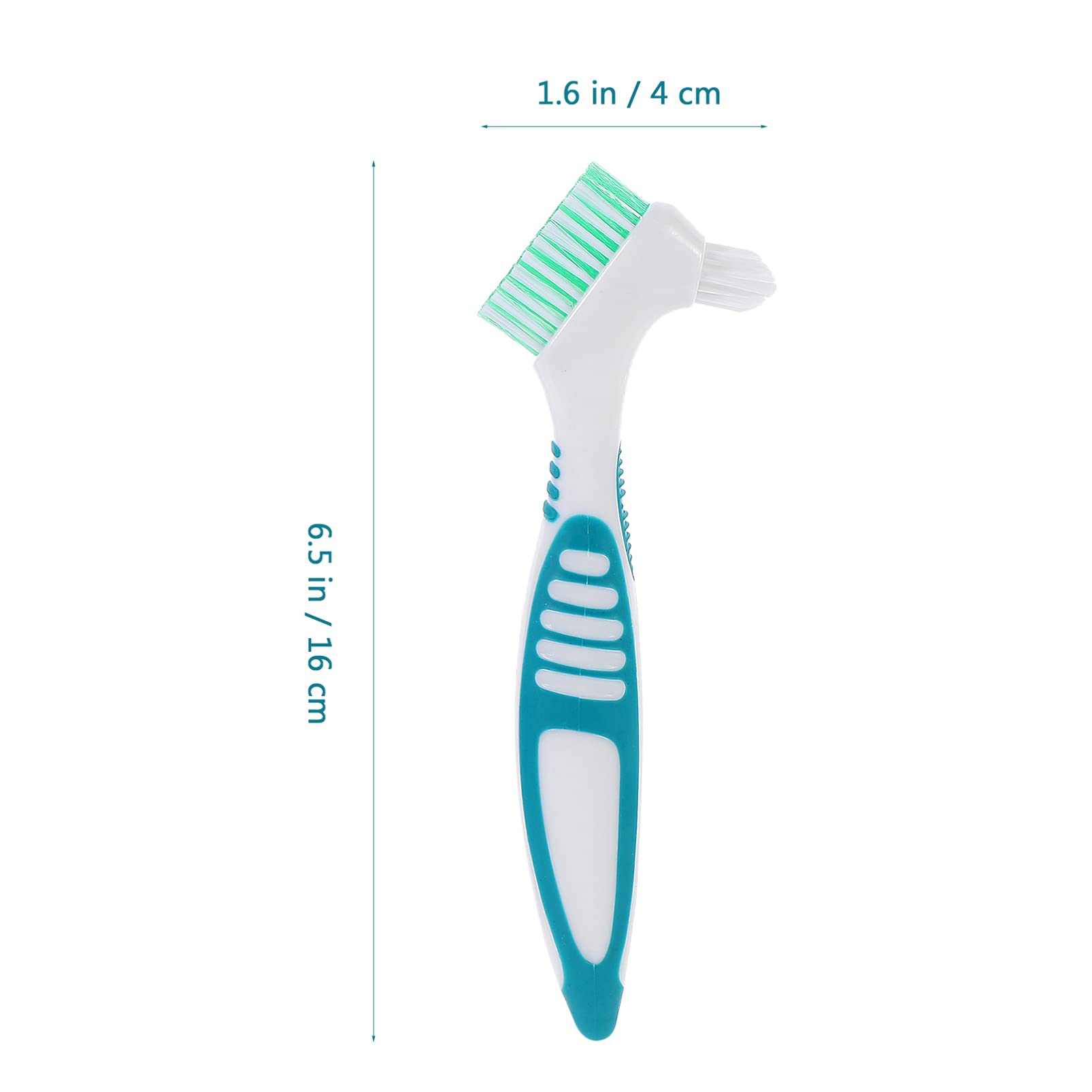 Healifty 4 Pcs Hard Denture Brush Double Sided Toothbrush Multi- Layered Bristles Fake Teeth Cleaning Brush Denture Care (Green)