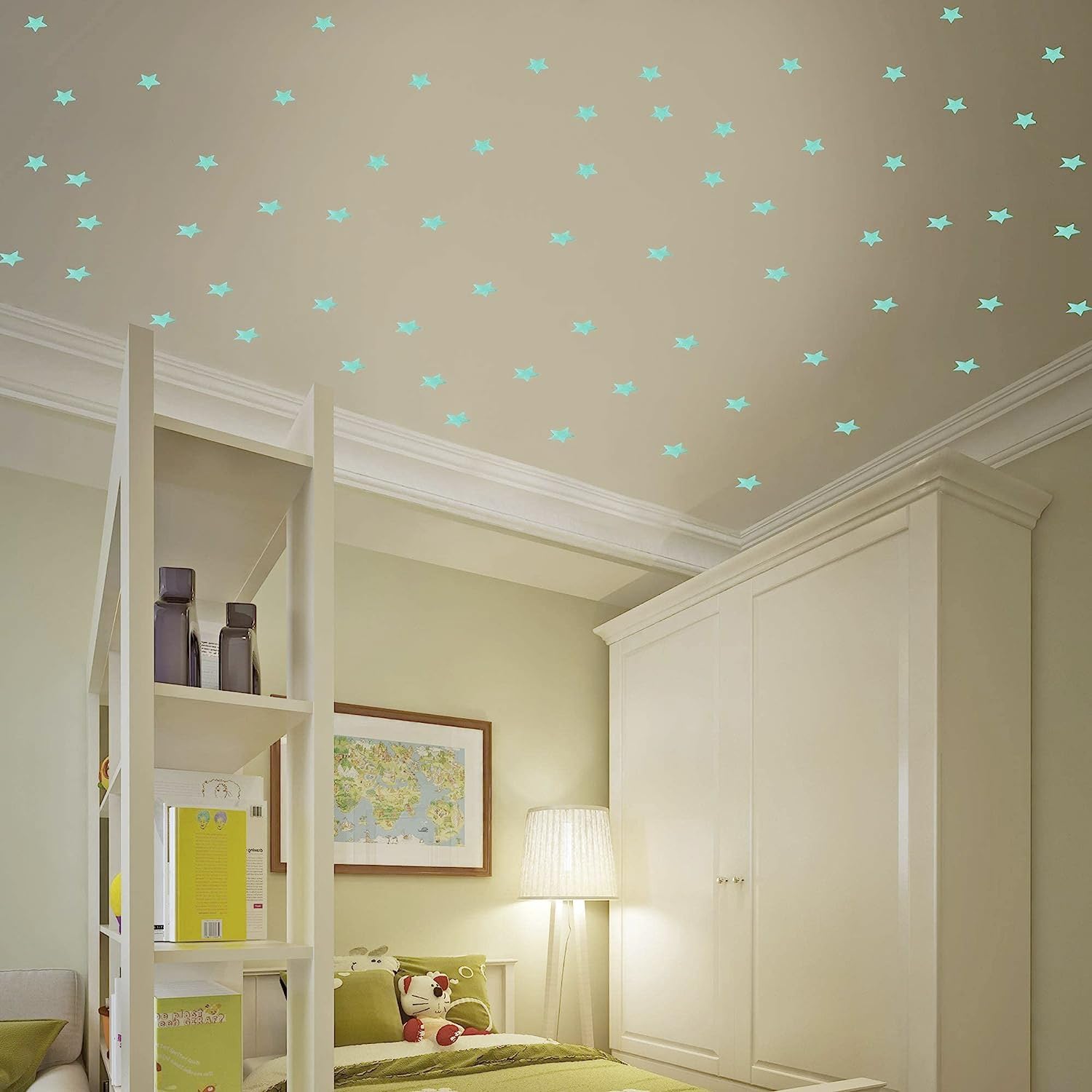 100 Pcs Glow in The Dark Luminous Stars Fluorescent Noctilucent Plastic Wall Stickers Murals Decals for Home Art Decor Ceiling Wall Decorate Kids Babys Bedroom Room Decorations (Pink)