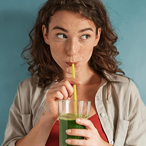 100 Count 100% Compostable Jumbo Smoothie Straws-3/10" Wide X 8 1/2" Long KTOB Biodegradable PLA Colorful Disposable Drinking Straws-Eco Friendly Plant-Based Plastic Milkshake Straws