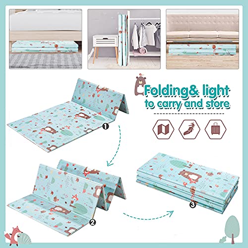 Gimars Baby Play Mat, Reversible and Foldable Baby Mat for Floor, 79 x 71 x 0.6" Extra Large Play Mat, Waterproof Foam Playmat for Babies, Infants, Toddlers, Play & Tummy Time