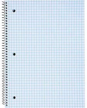 1InTheOffice Graph Ruled Spiral Notebook, Quad Ruled Notebook Spiral, 100 Sheets, 8"H x 10 1/2"W "2 Pack"