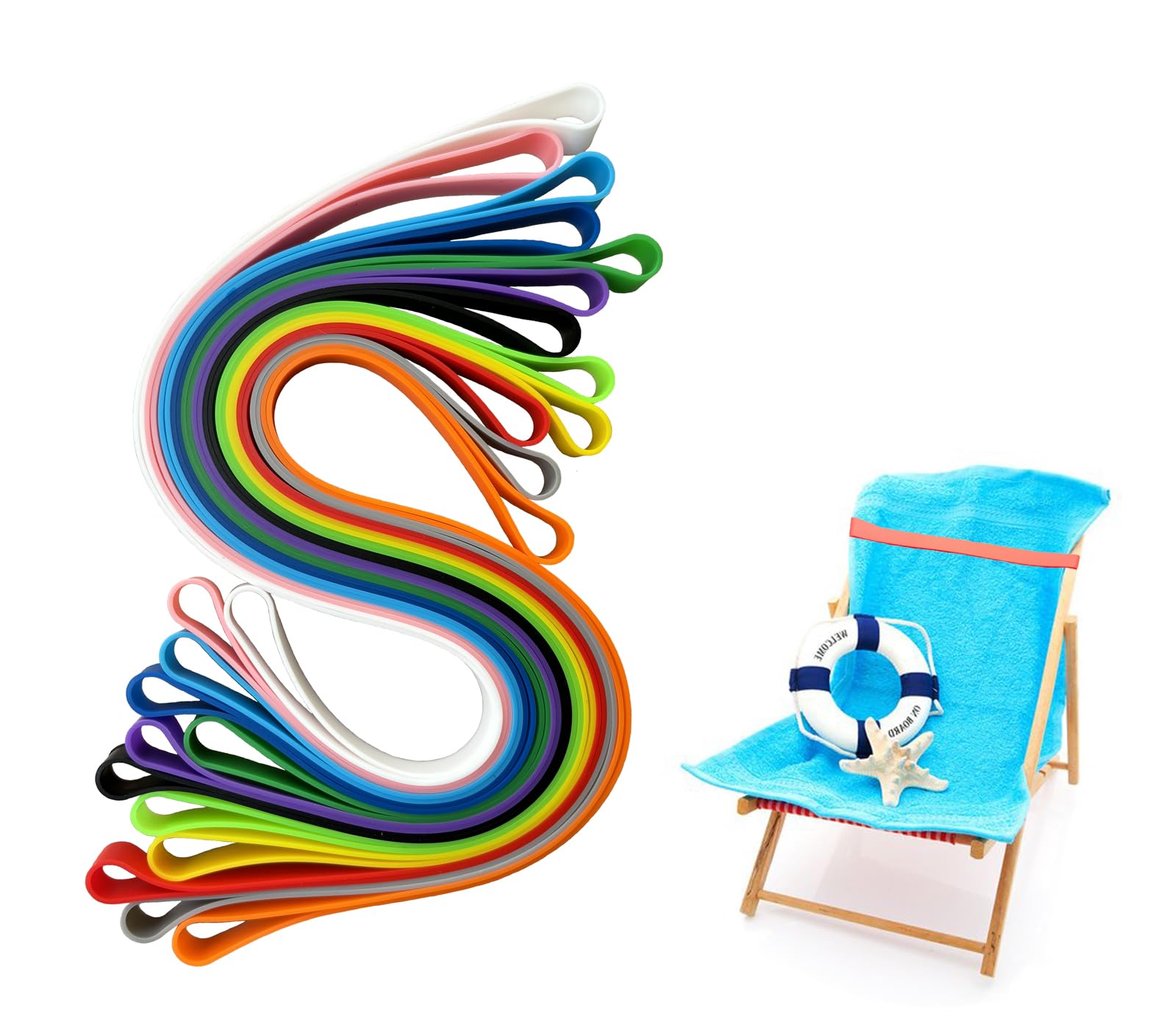 12 Pack Towel Clips for Chairs Cruise, Silicone Towel Bands for Cruise Chairs, Multi-Functional Beach Towel Bands Beach Towel Clips Beach Towel Clips for Pool Chairs