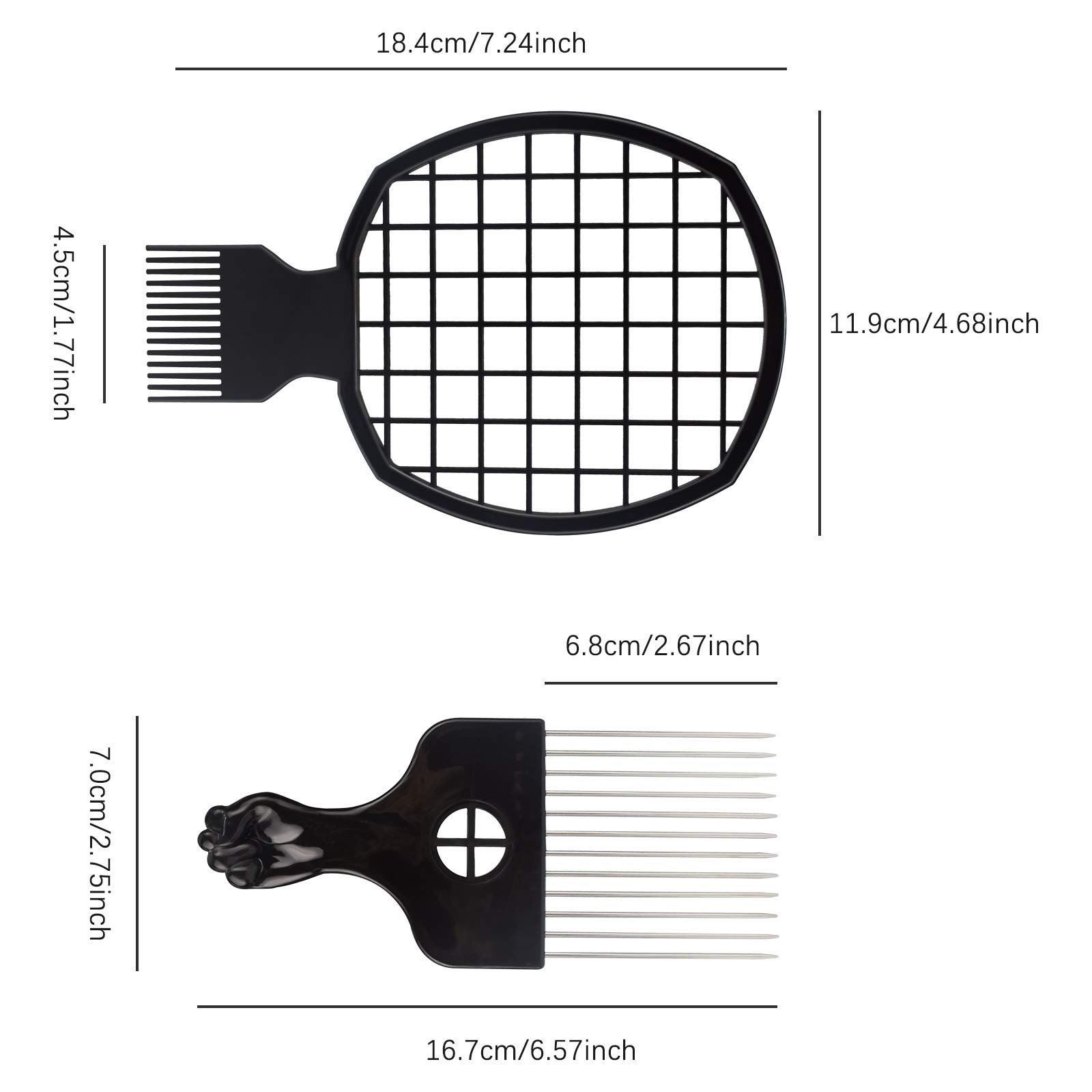 BIMIGET Hair Sponge Set (Black-A) - Magic Twist Curl Glove, Afro Brush, Metal Pick Comb for Styling