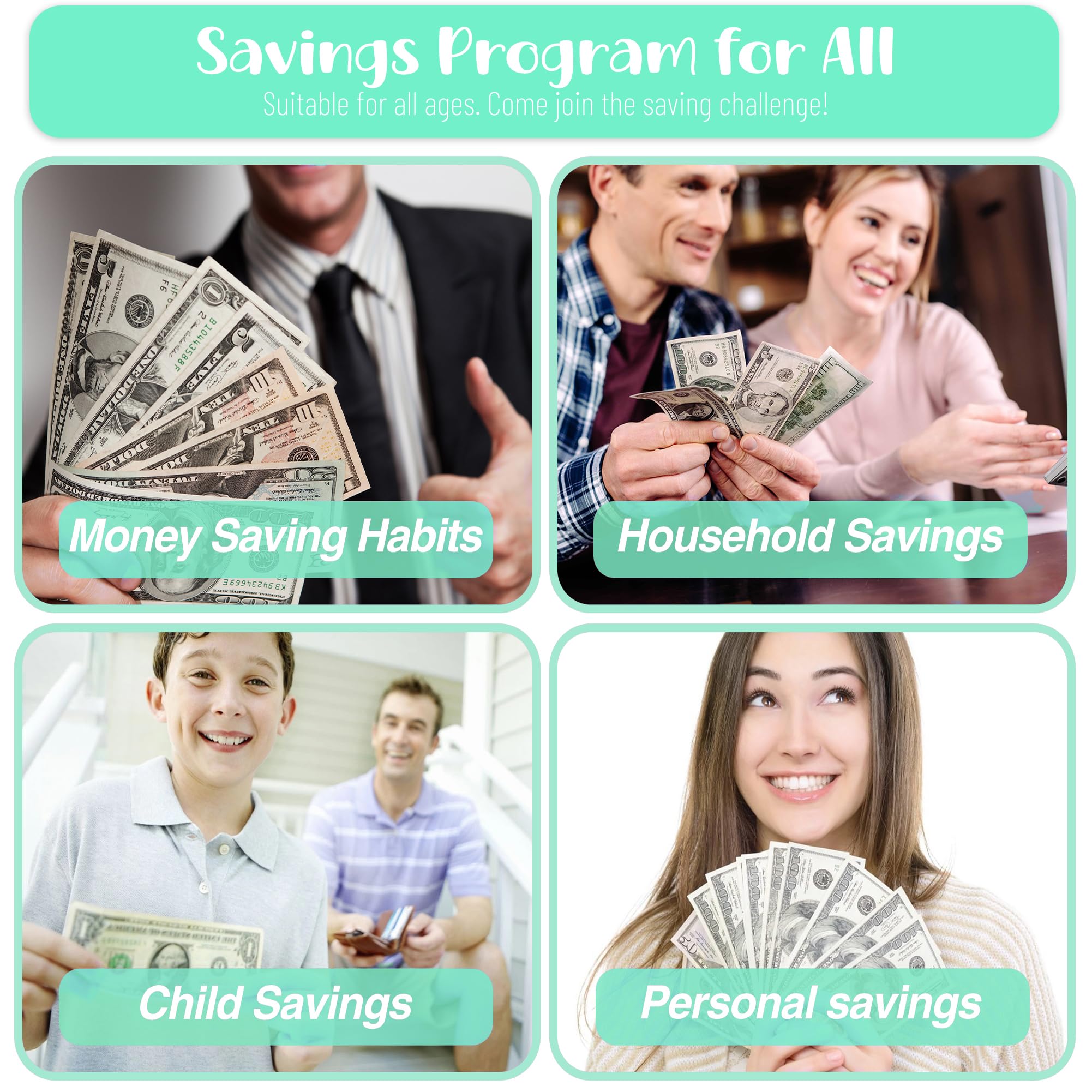 100 Envelopes Money Saving Budget Binder with Cash Envelopes, A5 Savings Challenges Book with Envelopes Erasable Tracker, Easy and Fun Way to Save $500 $5050 $10000 (Z)