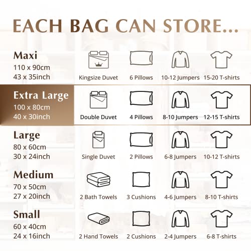 GENIE SPACE - Incredibly Strong Premium Space Saving Vacuum Bags Storage | 2 x EXTRA LARGE (40x30in) | Airtight & Reusable | Create 80% more space | For Clothes, Towels, Bedding, Duvets and more..