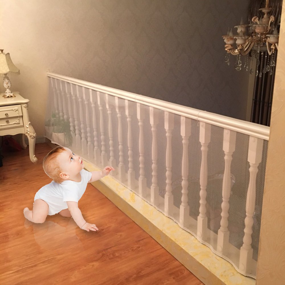4UHeart Child Safety Net - 33'' x 15', Rail Balcony Banister Stair Net Safety for Kids Toys Pets, Safe for Indoor, Outdoor, Patios or Balcony Use (Upgrade)