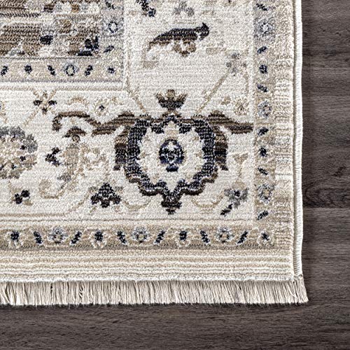 nuLOOM Oliveira Floral Medallion Fringe Area Rug, 9' x 12', Beige