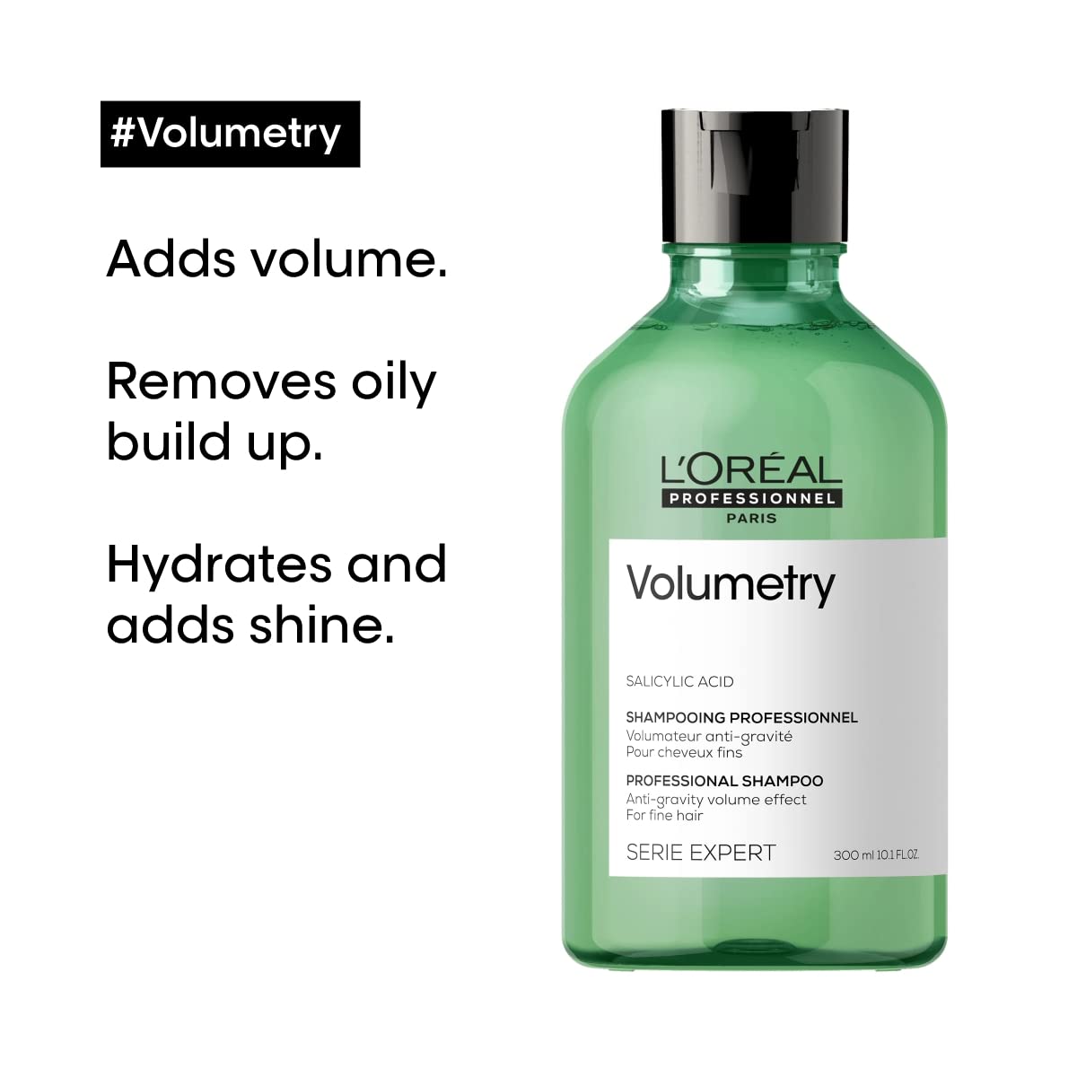 L'Oreal Professionnel Volumetry Volumizing Shampoo - Removes Build Up & and Cleanses Scalp, Provides Lift For Fine & Thin Hair Types, With Salicylic Acid