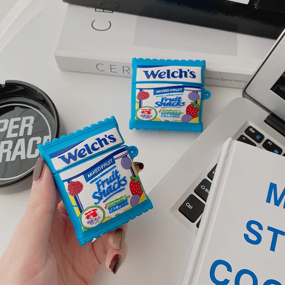 Cute and Interesting,Silicone Airpod Case Covers with Keychain,Compatible with Airpods 1&2 Case,More Attractive airpod case (Fruit Snacks)