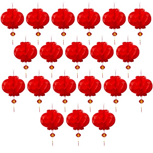 20 Pieces 10 Inches Chinese Red Lanterns Decorations for Spring Festival, UNIIDECO Lunar New Year Wedding Mid Autumn Festival Decorations