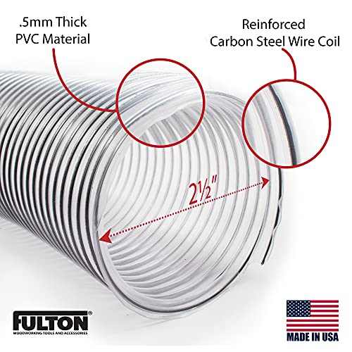 2.5" x 50β Ultra Flex Clear Vue Heavy Duty PVC Dust Debris and Fume Collection Hose MADE IN USA!