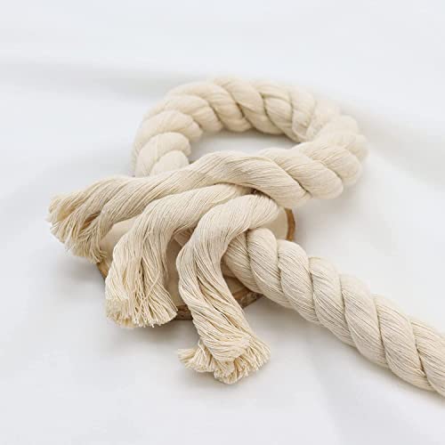 1OO% Cotton Rope (1 inch x 48 feet) Natural Thick Twisted Rope for Crafts, Sports Tug of War, Hammock, Home Decorating Wedding Rope
