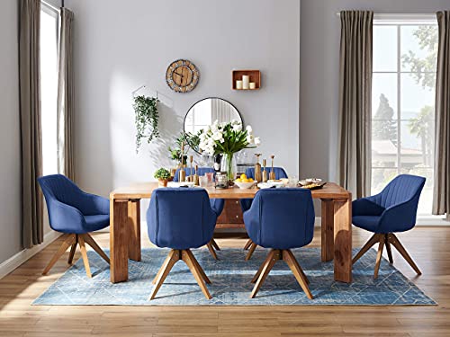 Art Leon Mid Century Modern Swivel Accent Chair with Arms, Beech Wood Legs Upholstered Computer Desk Chair for Small Spaces Home Office Living Room Bedroom, Royal Blue
