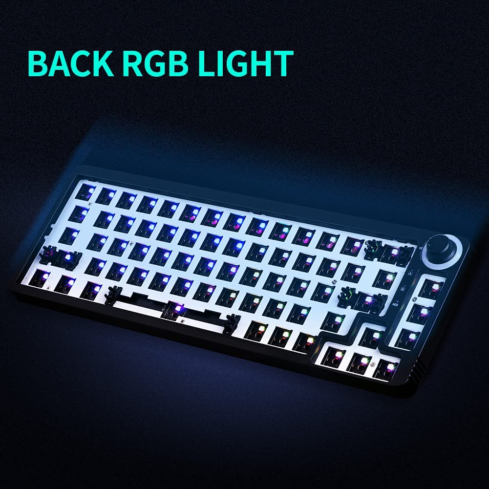 GK68 RGB Hot-Swappable Programmable Junction Box Can Be Replaced with Switch DIY Mechanical Keyboard Kit, Support AKKO, Cherry MX, Gateron, Kailh Mechanical Switch (Black)