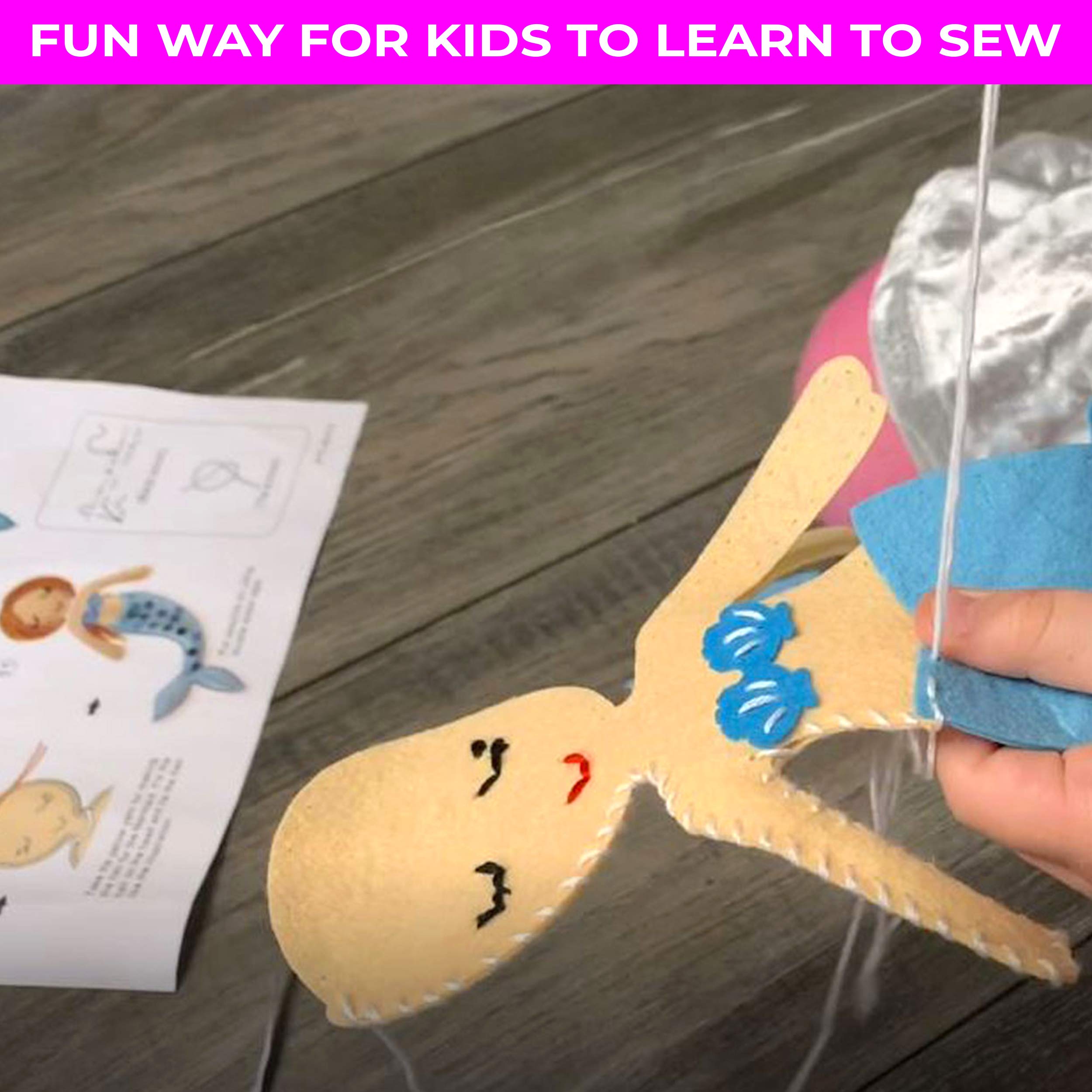 3 Bees & Me Mermaid Sewing Kit for Kids β Fun Mermaid Crafts for Girls and Boys β Complete DIY Doll Making Gift for Ages 7 to 15